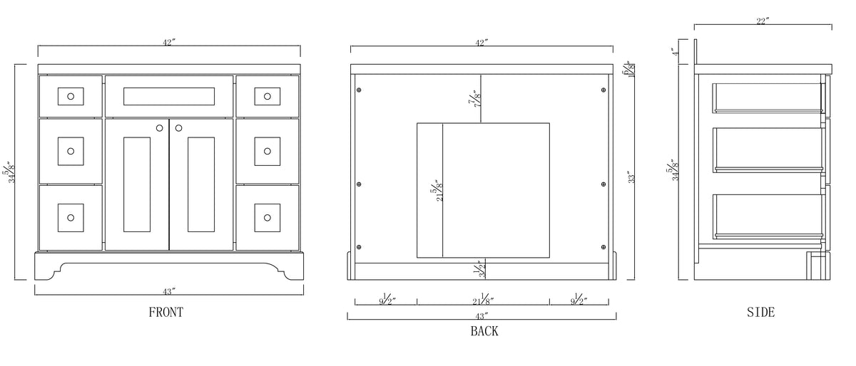 42" Royalwood Damian Vanity Base Only – Evon.ca