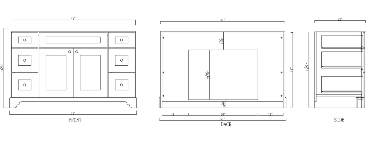 54" Espresso Damian Vanity Base Only – Evon.ca